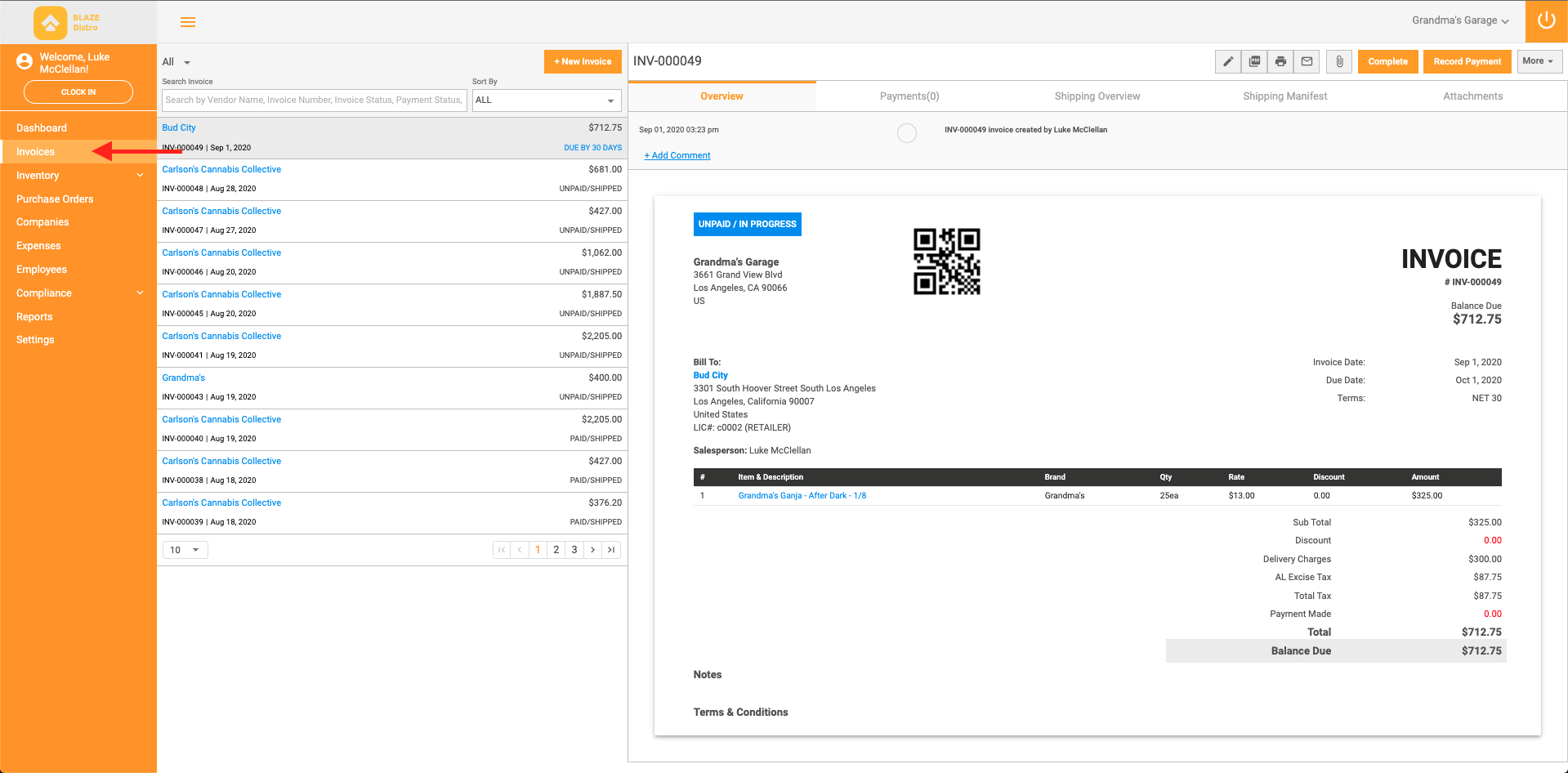 Distro | Creating an Invoice