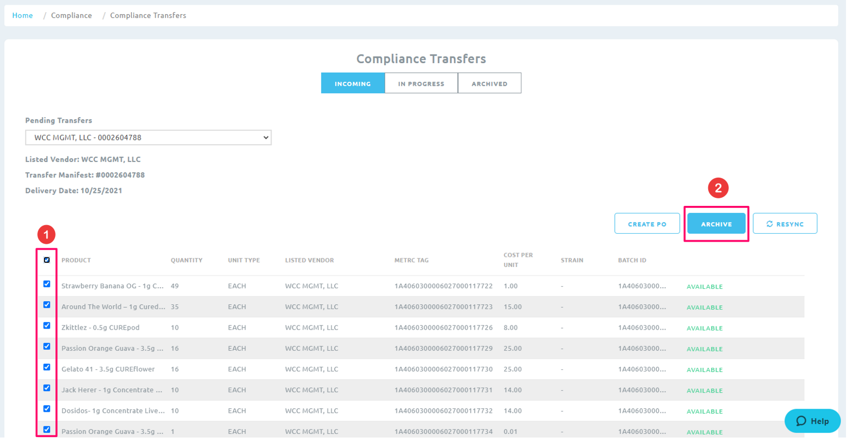 Retail | How do I Receive a Compliance Transfer in BLAZE?