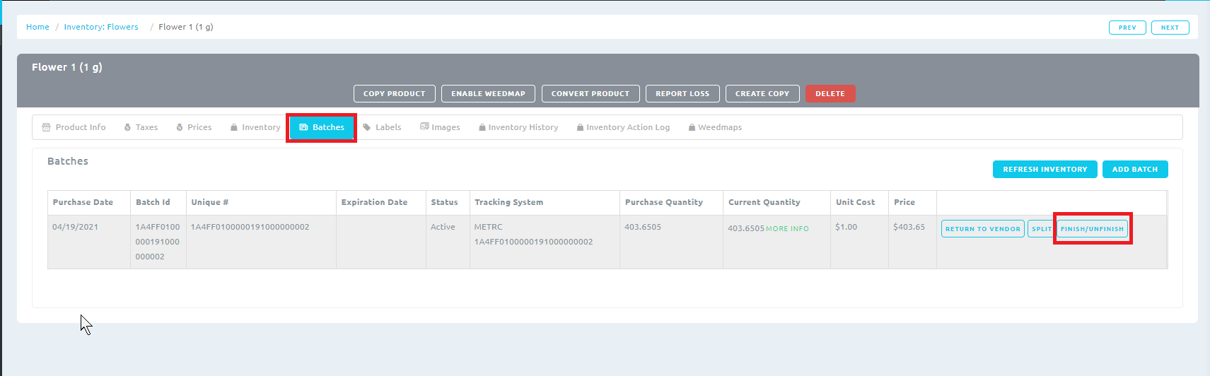 Retail | How to Finish / Unfinish a Metrc Package