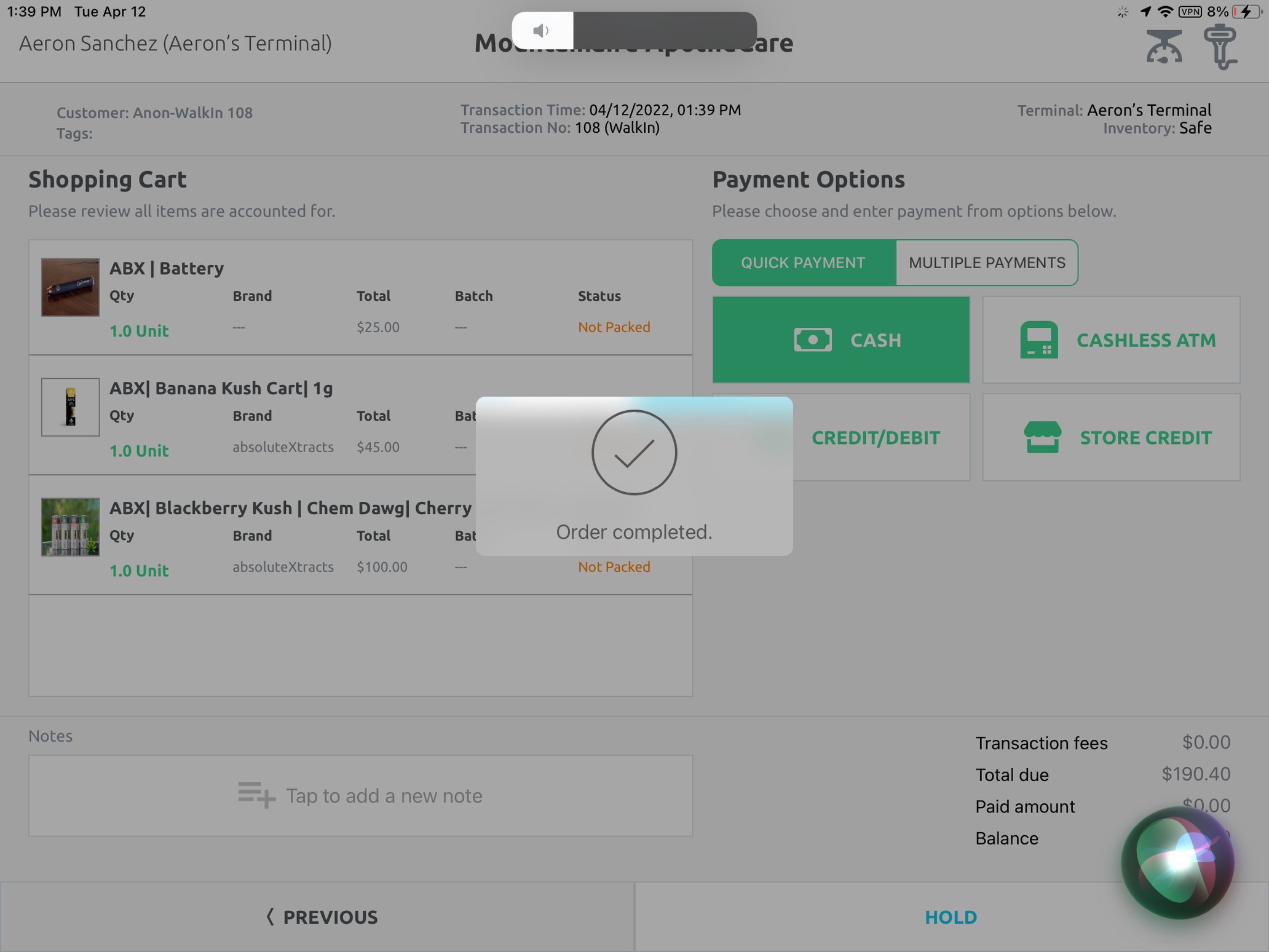 RETAIL POS App | Adding Anonymous Orders to the Queue