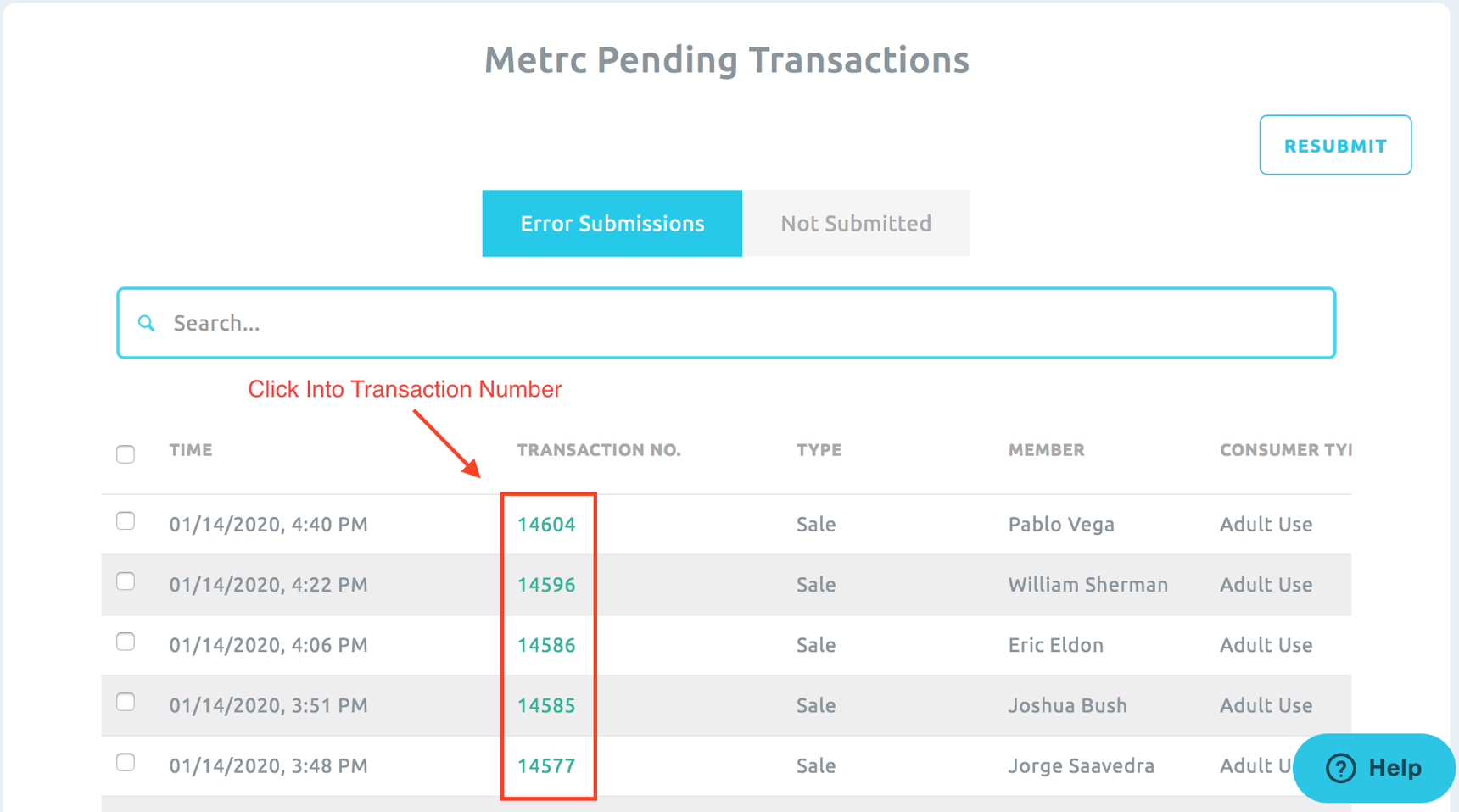 Retail | Metrc Pending Transactions