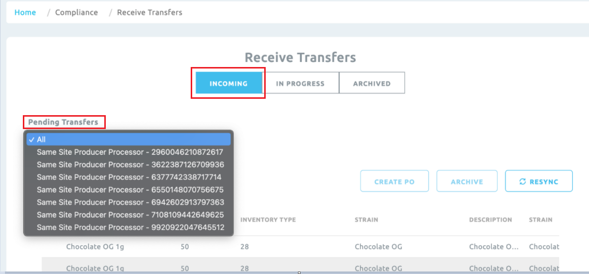 Retail | Receiving Inbound BioTrack Transfers