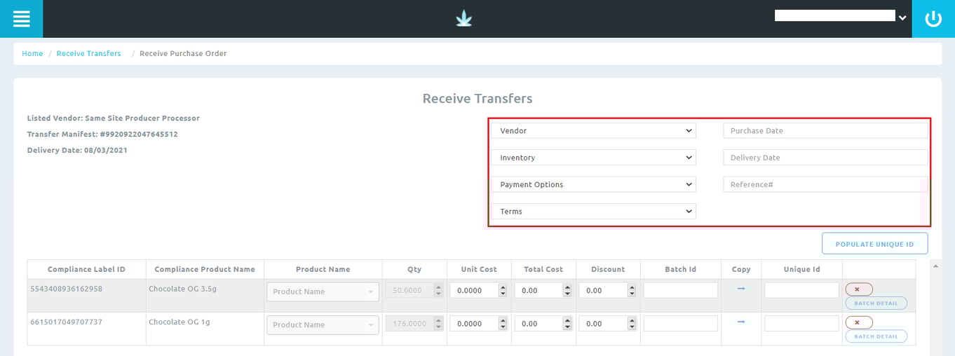 Retail | Receiving Inbound BioTrack Transfers