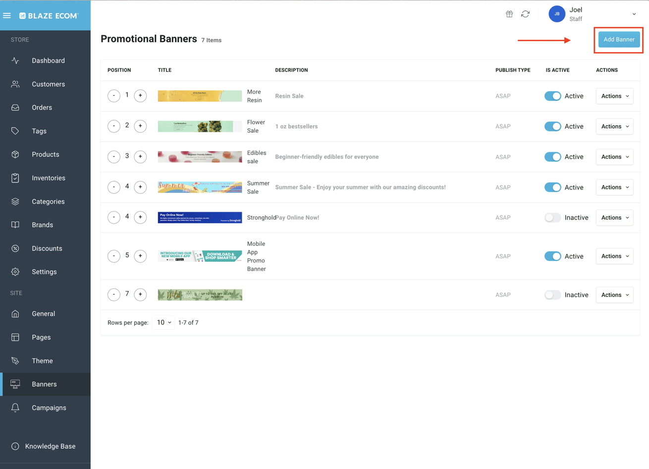 ECOM | Managing Promotional Banners on the ECOM Menu
