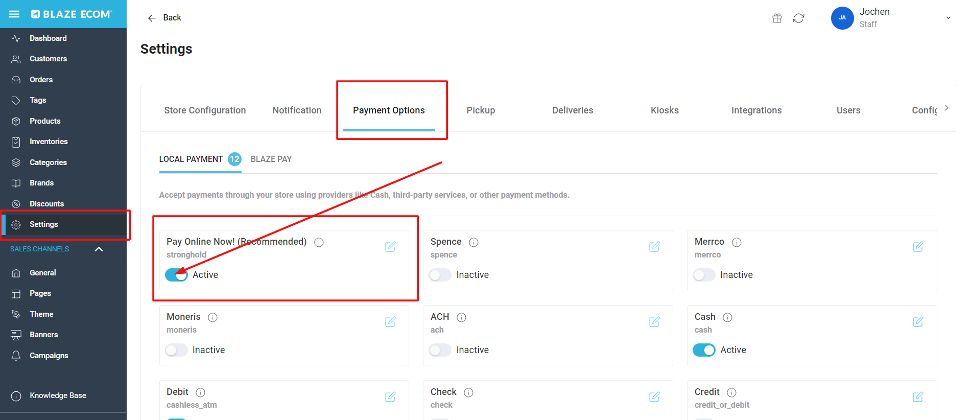 ECOM | Activating Stronghold Online Payment Option At Checkout