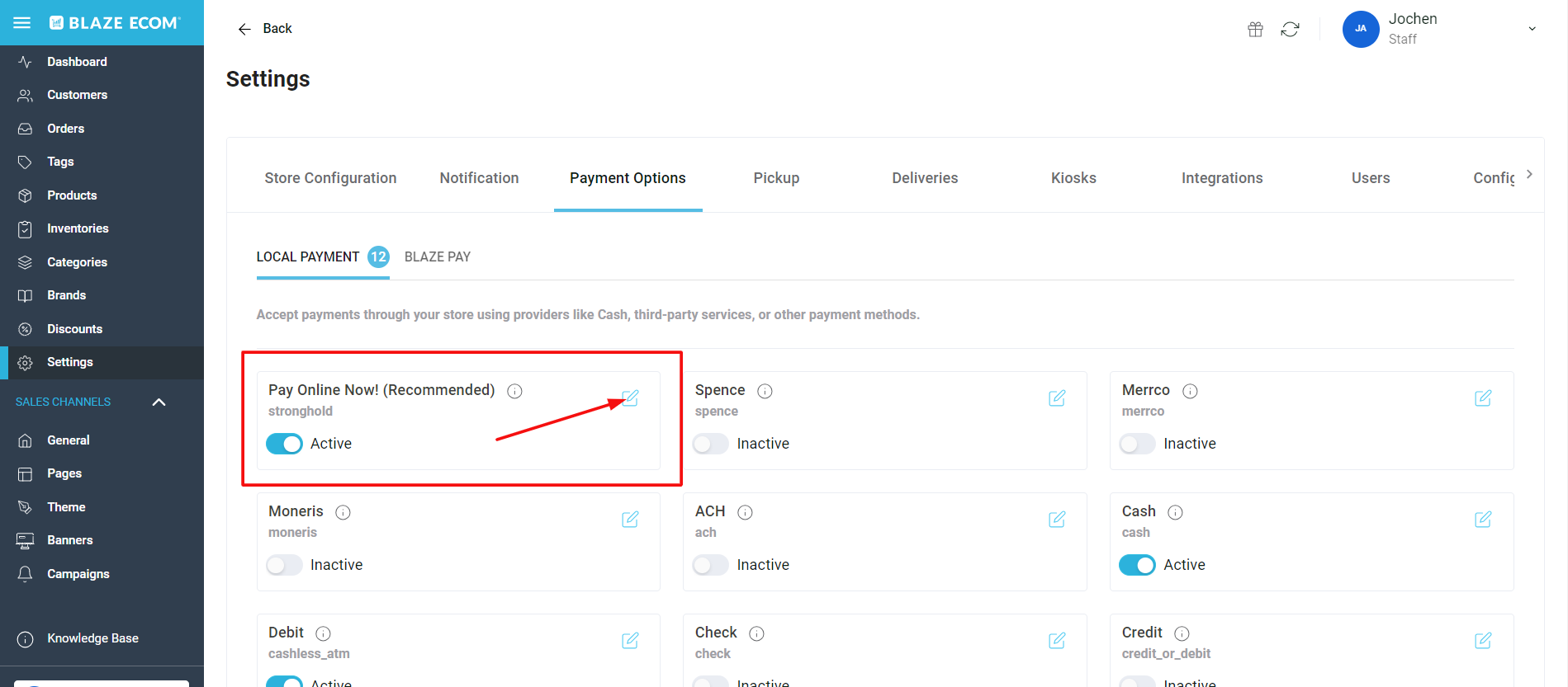 ECOM | Activating Stronghold Online Payment Option At Checkout