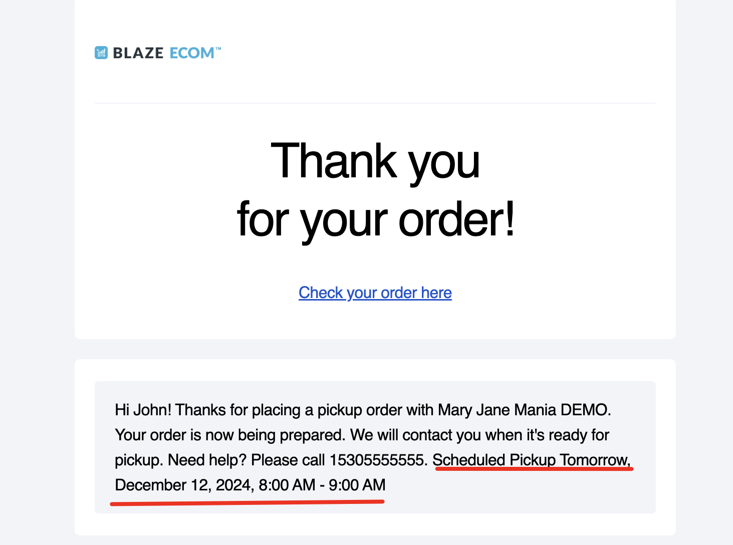 ECOM | Scheduled Pickup Order Settings