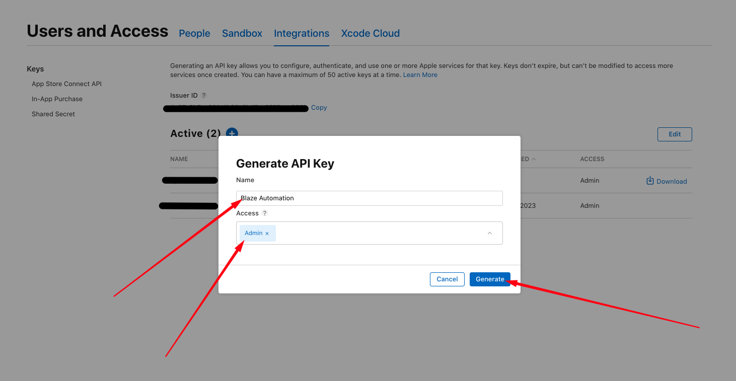 ECOM Mobile App | How to create Automation API Keys for Apple iOS