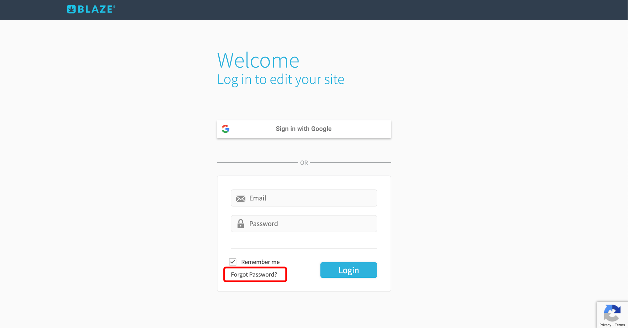BLAZE Sites | How to log into the BLAZE Site Editor