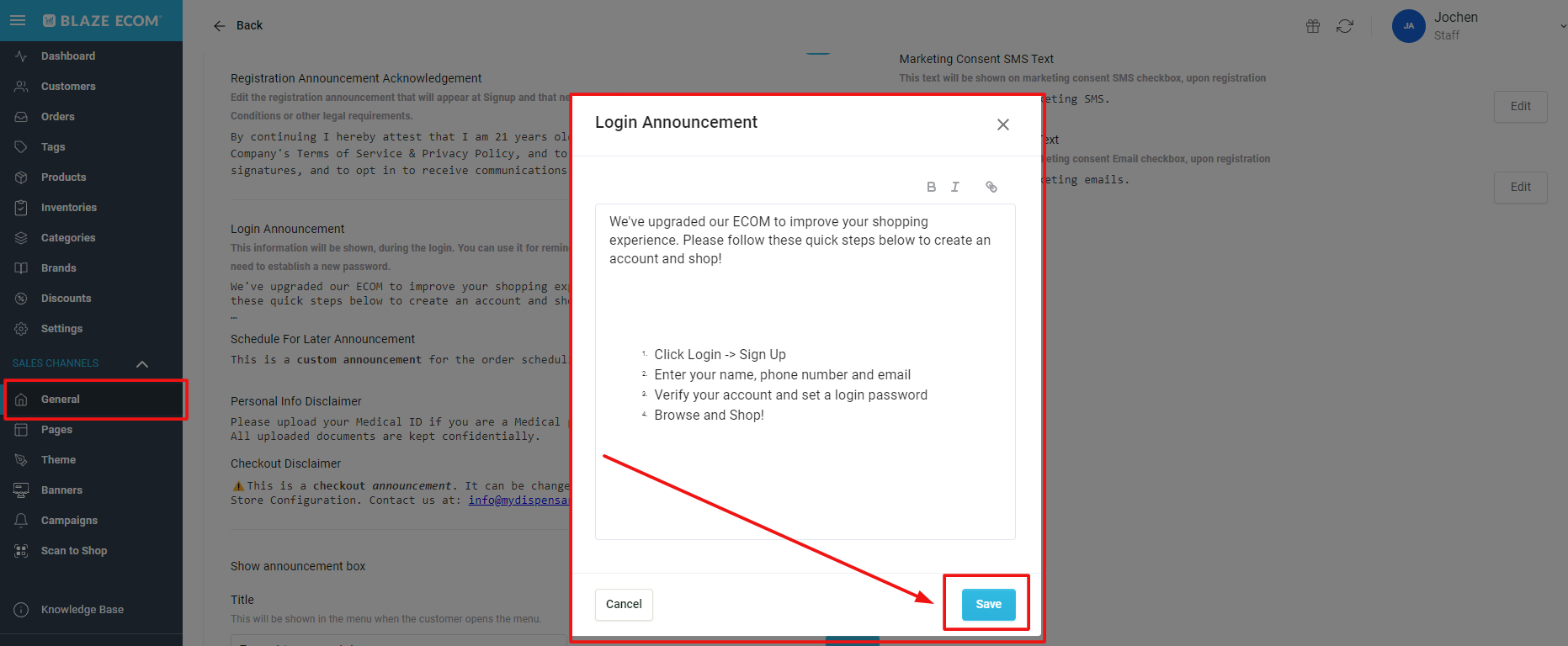 ECOM | ECOM Login Announcement