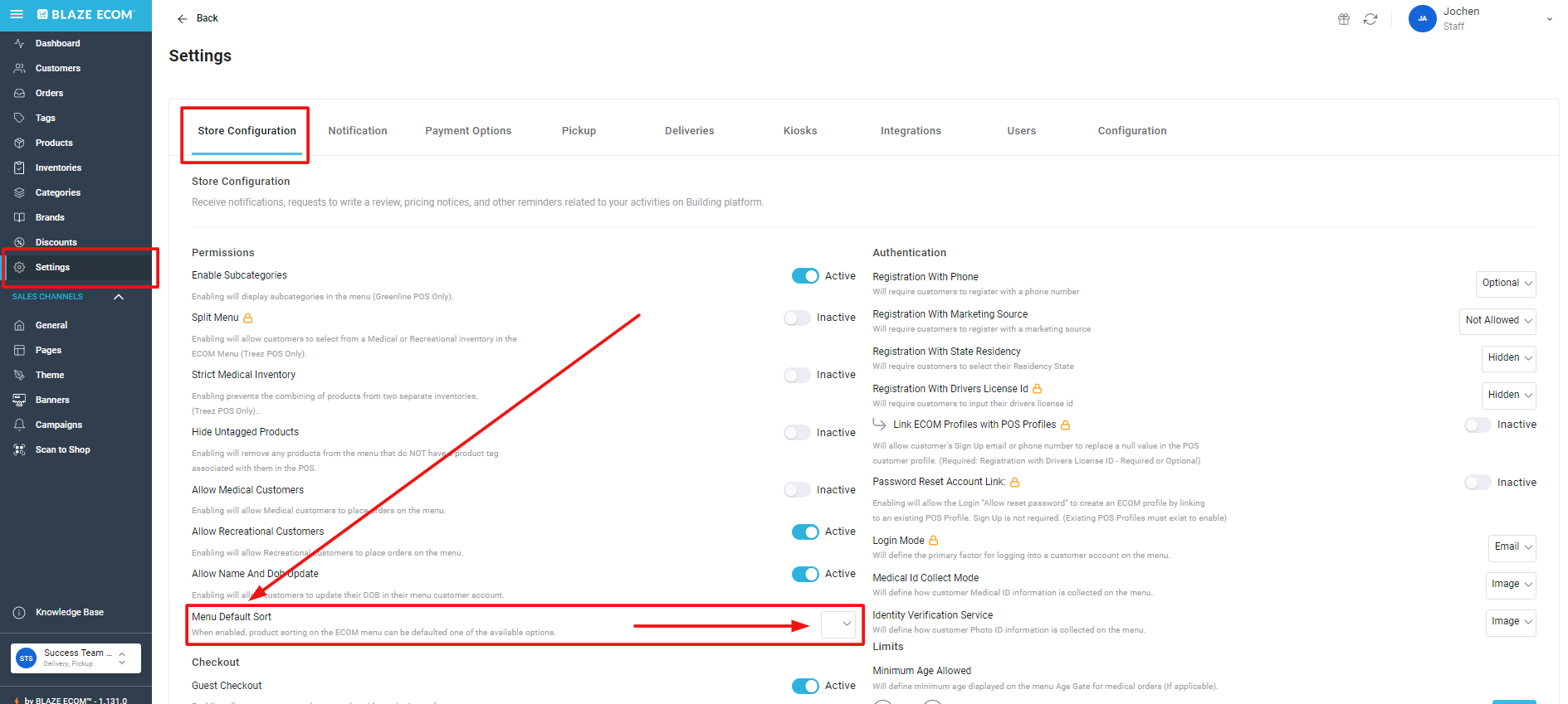 ECOM | Menu Default Sort Options in Mission Control