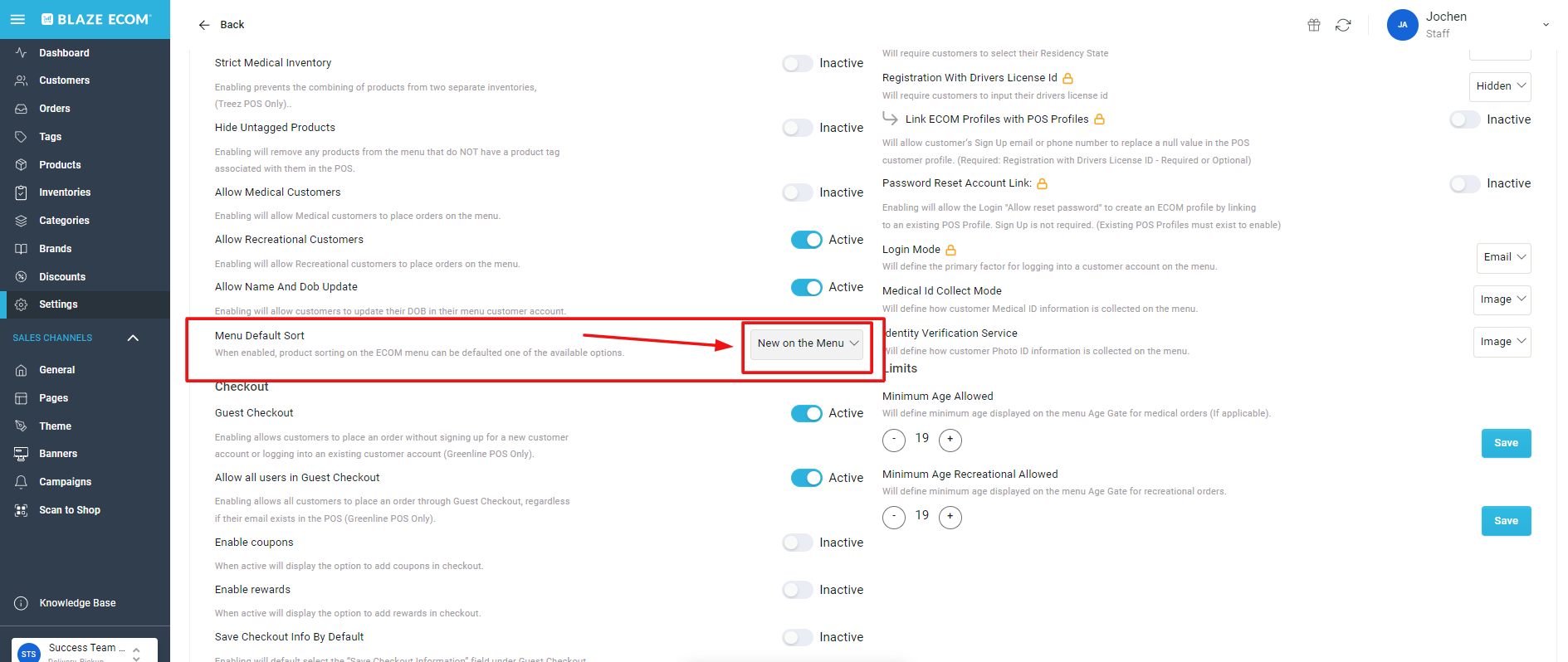 ECOM | Menu Default Sort Options in Mission Control