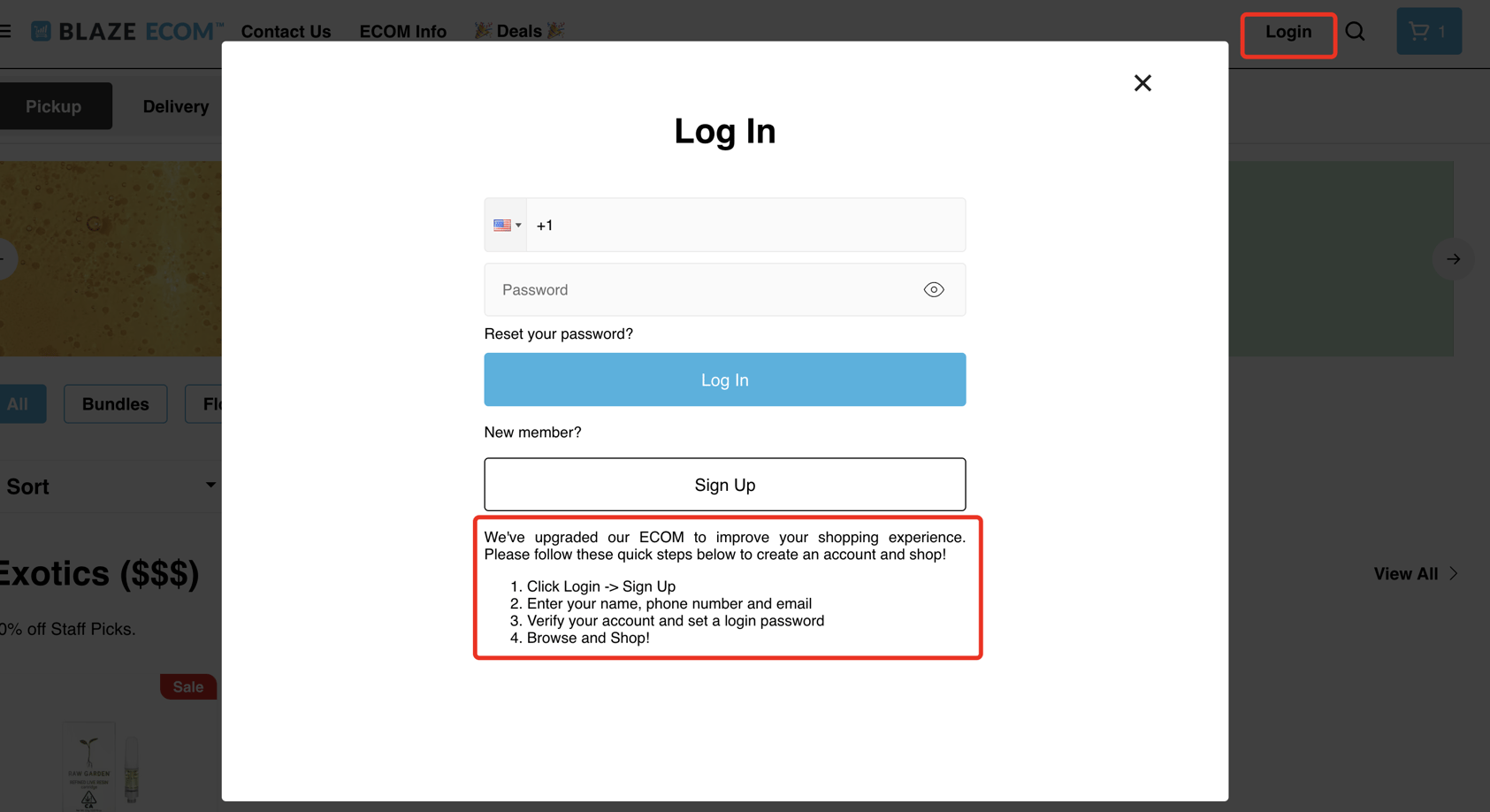 ECOM | ECOM Login Announcement