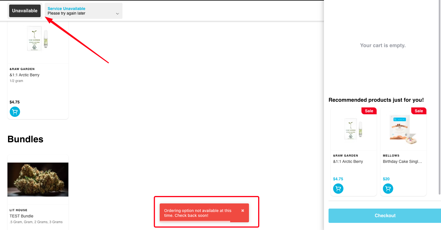 ECOM | ECOM Fulfillment Methods Disabled