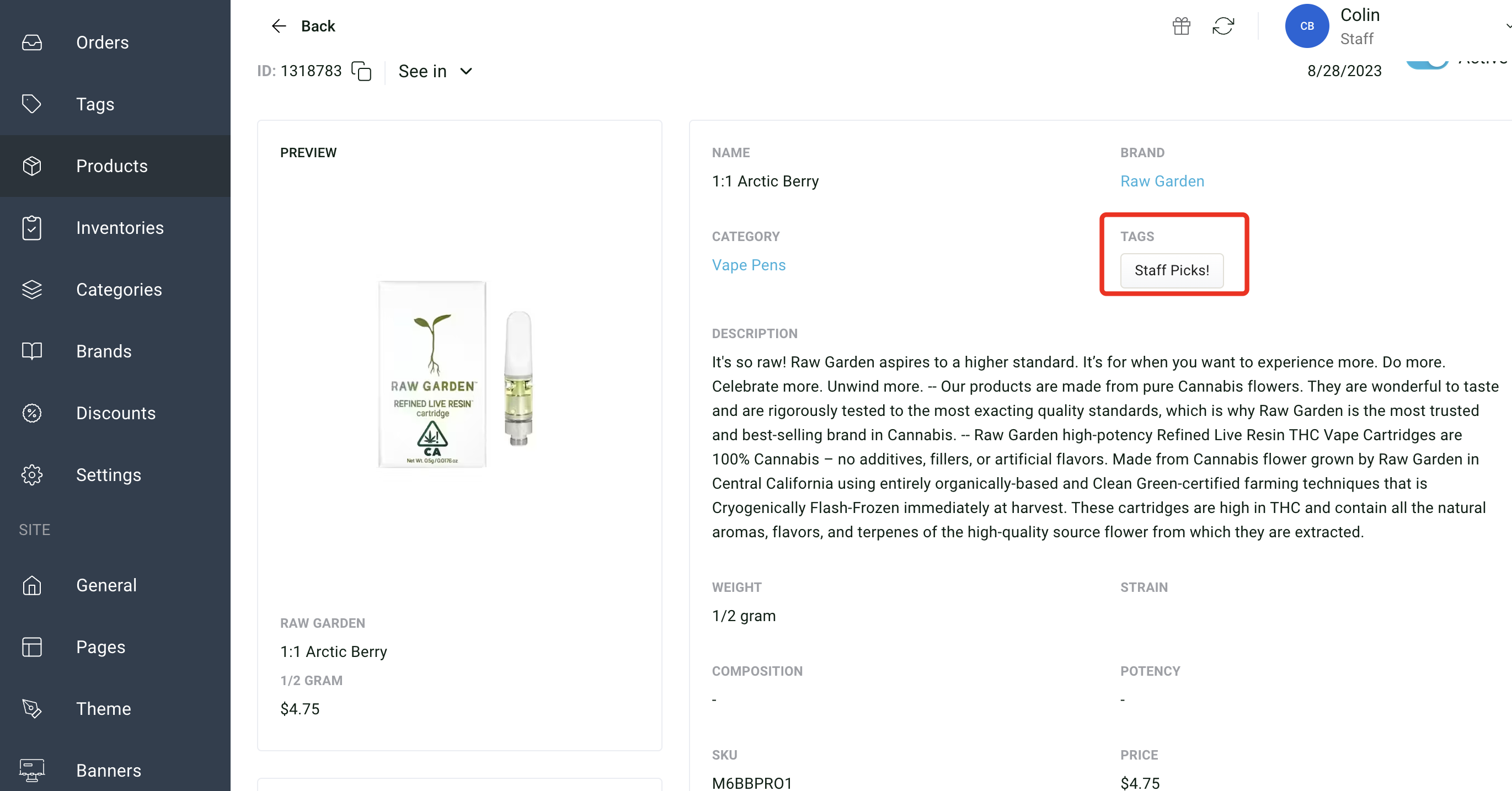 ECOM | Product validation for display on menu (Valid for Sale)