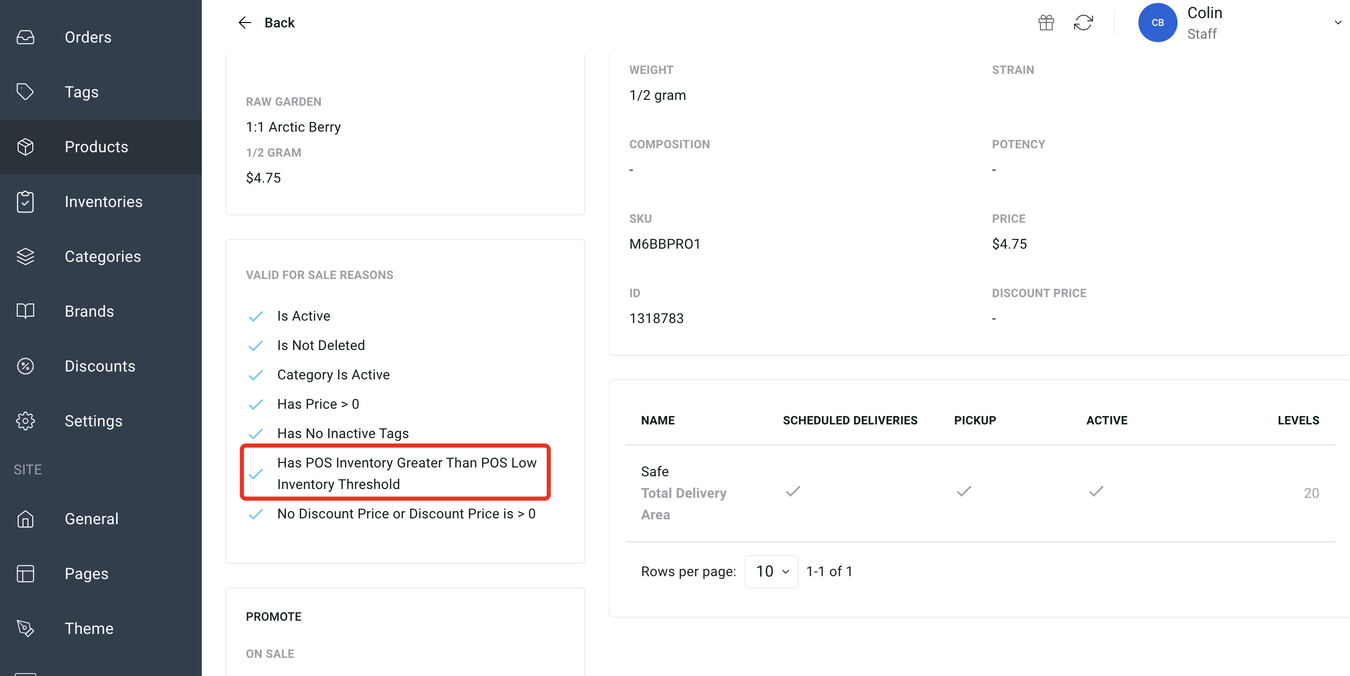 ECOM | Product validation for display on menu (Valid for Sale)