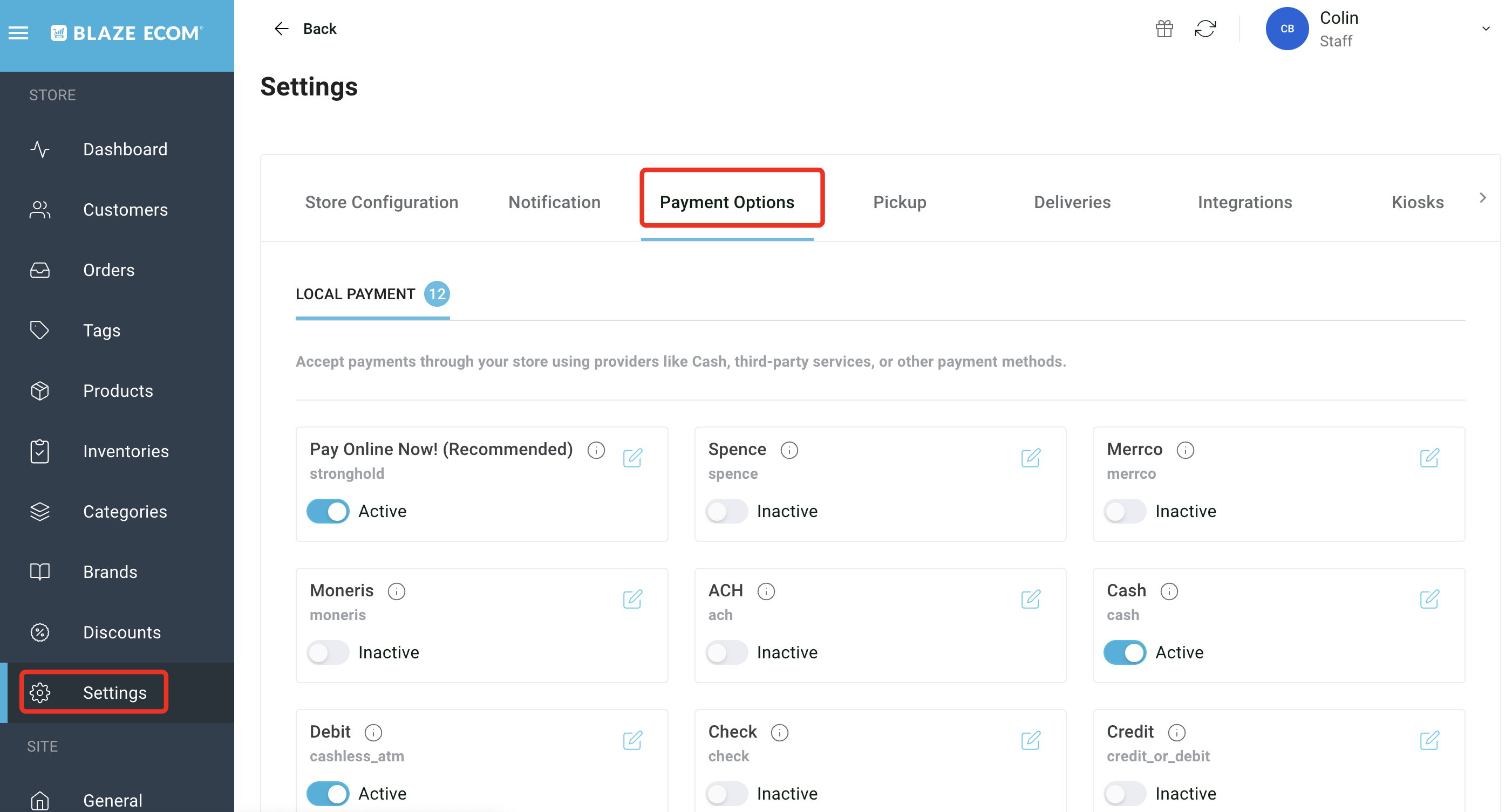 ECOM | Payment Options configuration