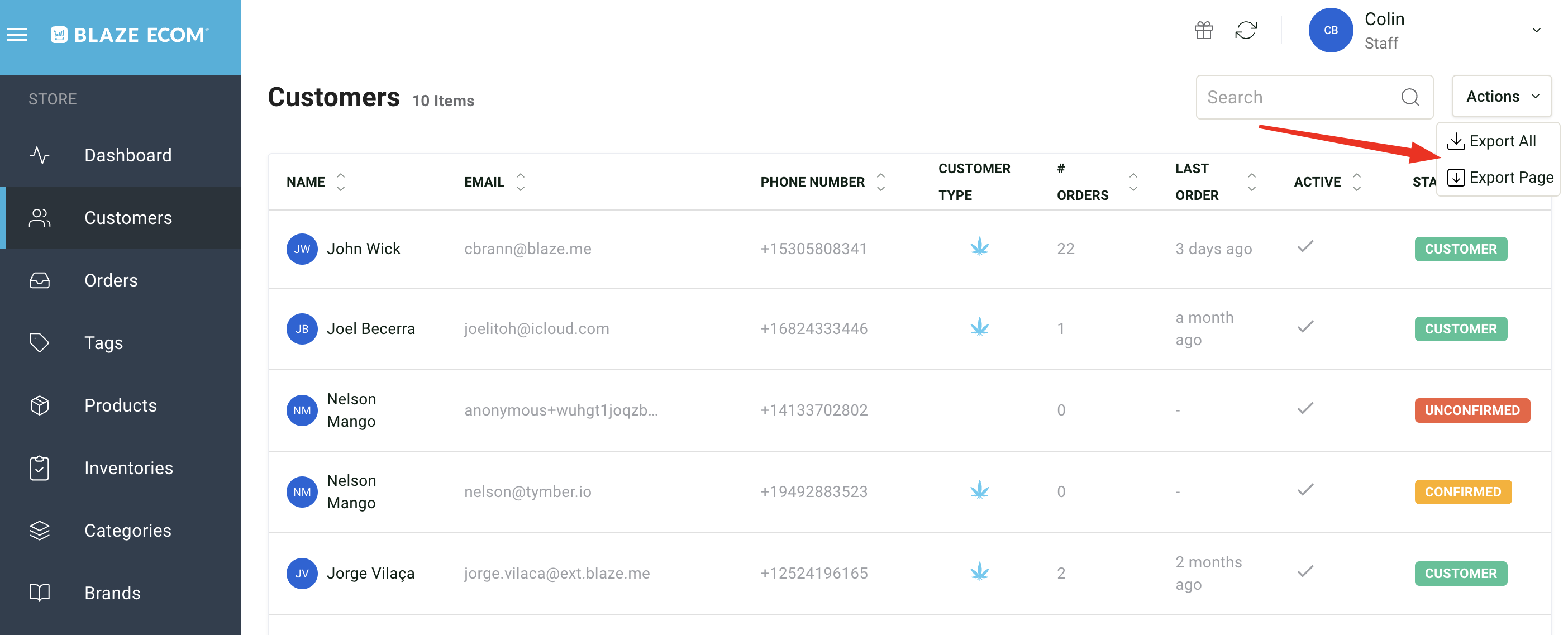 ECOM | Customer List Exports from BLAZE ECOM Mission Control